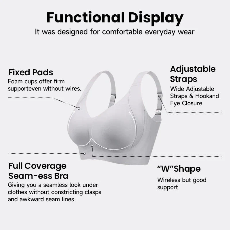 Seniorsbra®Enhanced W Support Adjustment Comfort Bra -Grey - seniorsbra