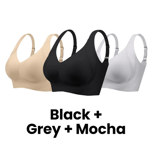 Seniorsbra®Enhanced W Support Adjustment Comfort Bra -Black+Grey+Mocha ...
